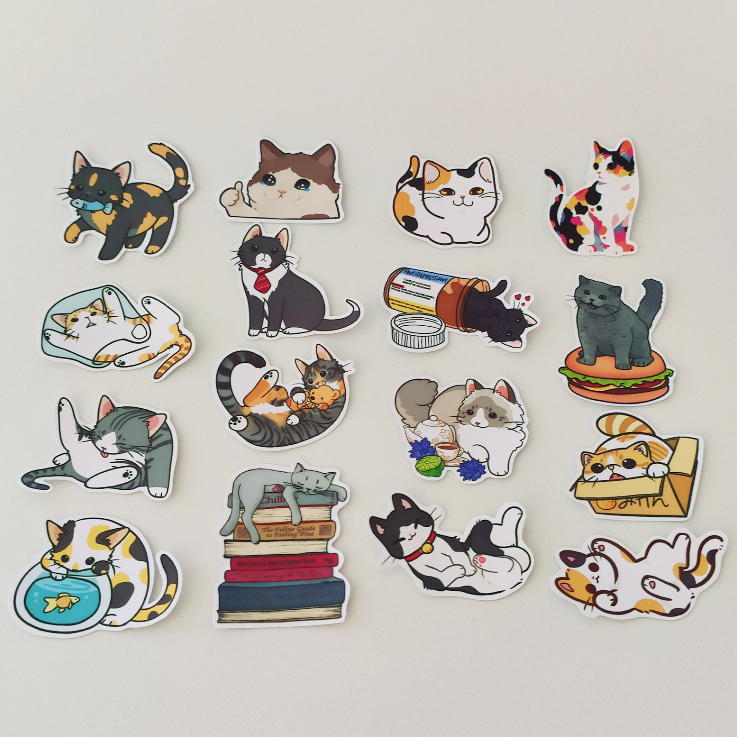50 Adesivos Gatinhos Fofos Figurinha Scrapbook e Bullet Journal Gato ...