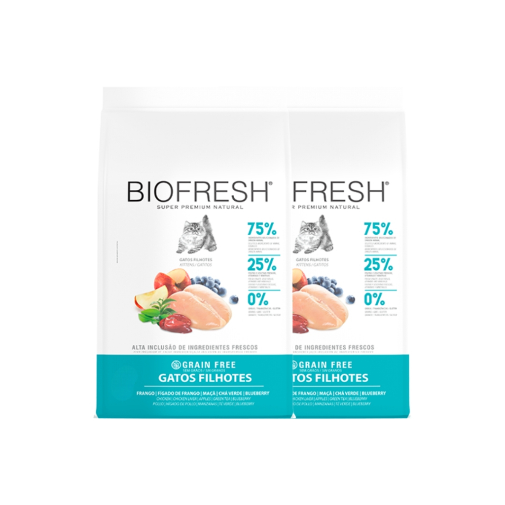 Kit Com 2 Unidades Ração Para Gatos Filhotes Biofresh Frango 400g ...