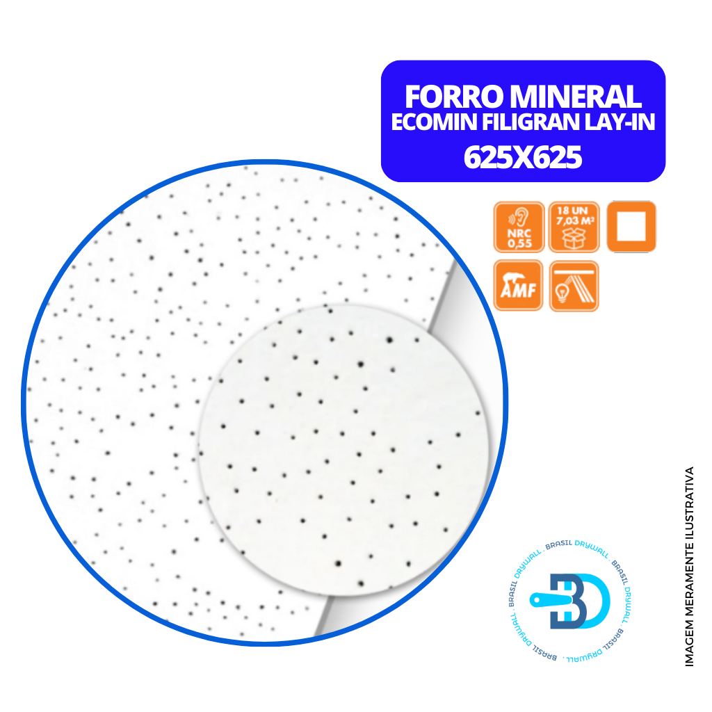 FORRO MINERAL ECOMIN FILIGRAN LAY-IN T24 13 X 625 X 625MM AMF - 18 ...