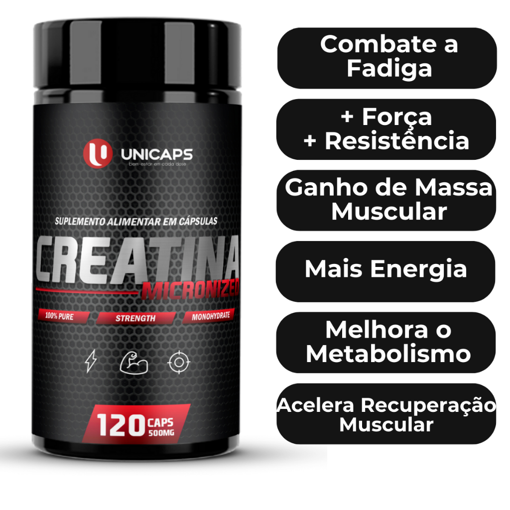 Creatina Pura Monohidratada 120 Cápsulas 500mg - Unicaps | Shopee Brasil