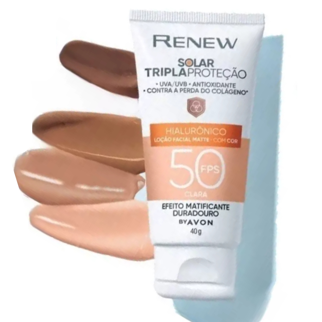 Protetor Filtro Solar Facial Com Cor FPS 50 Renew Avon | Shopee Brasil