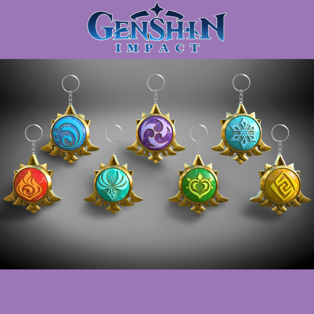 Genshin Impact Chaveiro Mondstadt (Electro,Anemo,Cryo,Dendro,Geo,Hydro ...