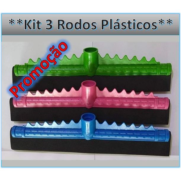 Kit 3 Rodos Plástico Puxa e Seca 30 cm (Sem Cabo) | Shopee Brasil