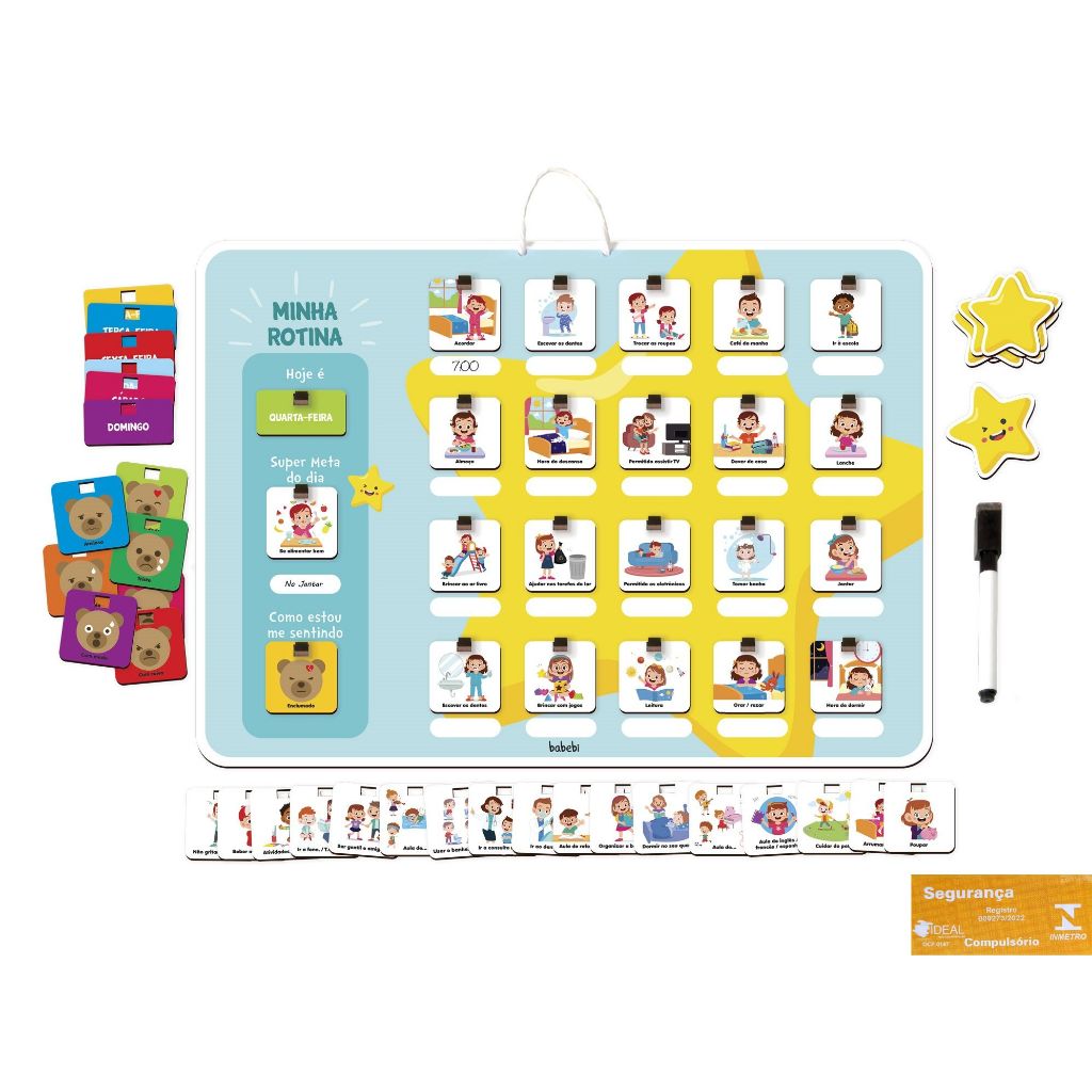 Quadro Minha Rotina Estrelinhas Babebi Brinquedo Infantil Educativo ...