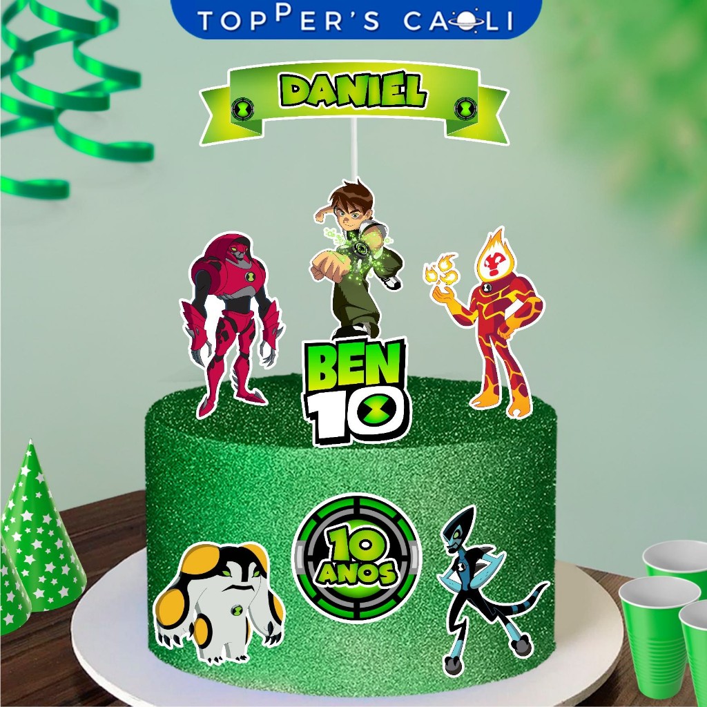 Topo de Bolo Ben 10 (Topper Personalizado) Decoração Festa | Shopee Brasil