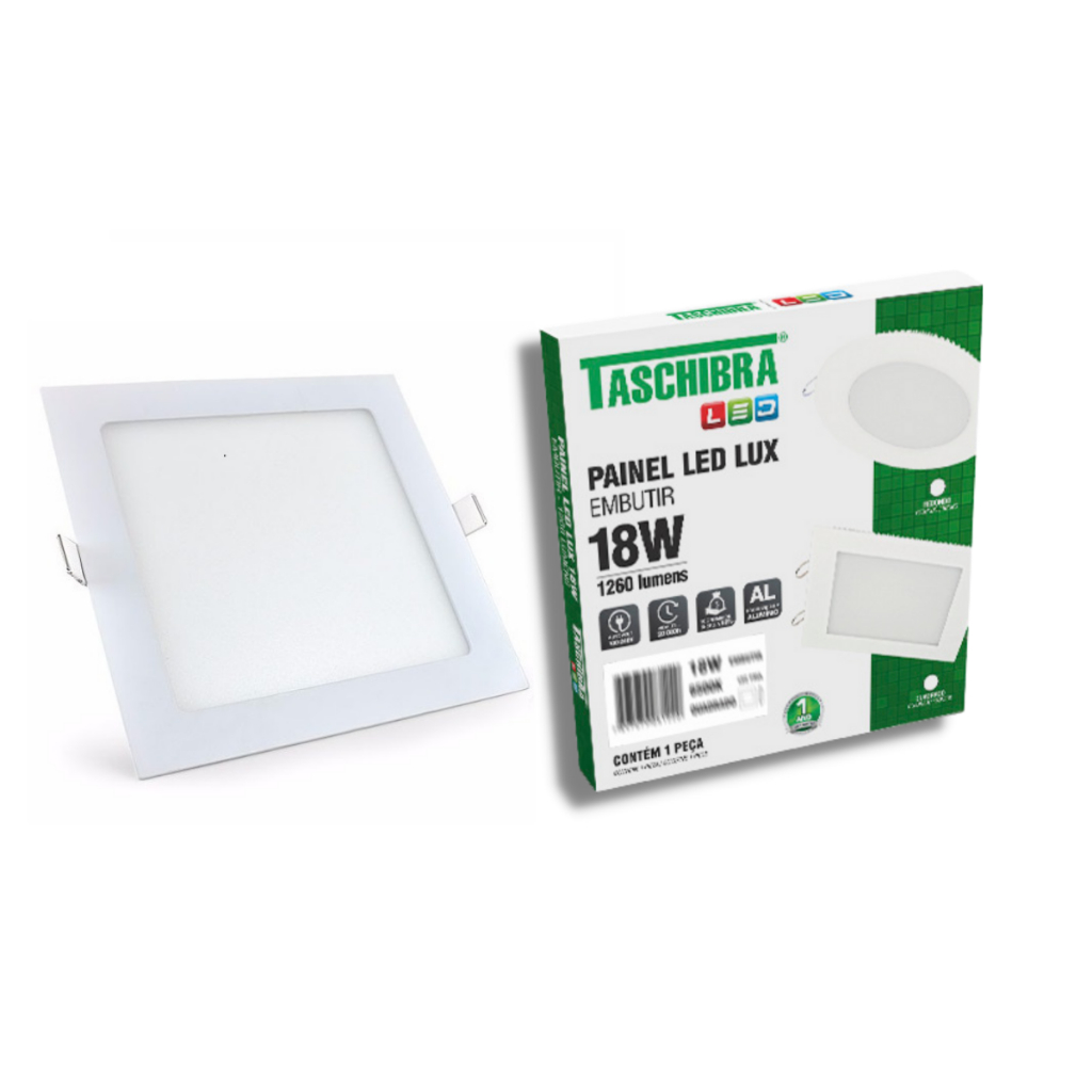 Painel Plafon Led Quadrado Embutir 18w Lux 6500K 4000K 3000K Taschibra Bivolt | Shopee Brasil