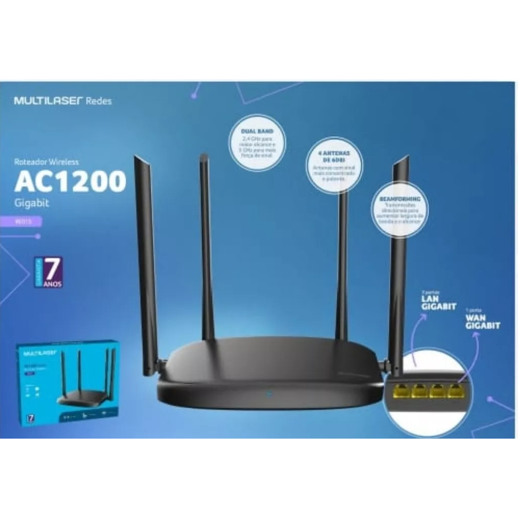 ROTEADOR GIGABIT AC1200MBPS RE015 Multilaser | Shopee Brasil