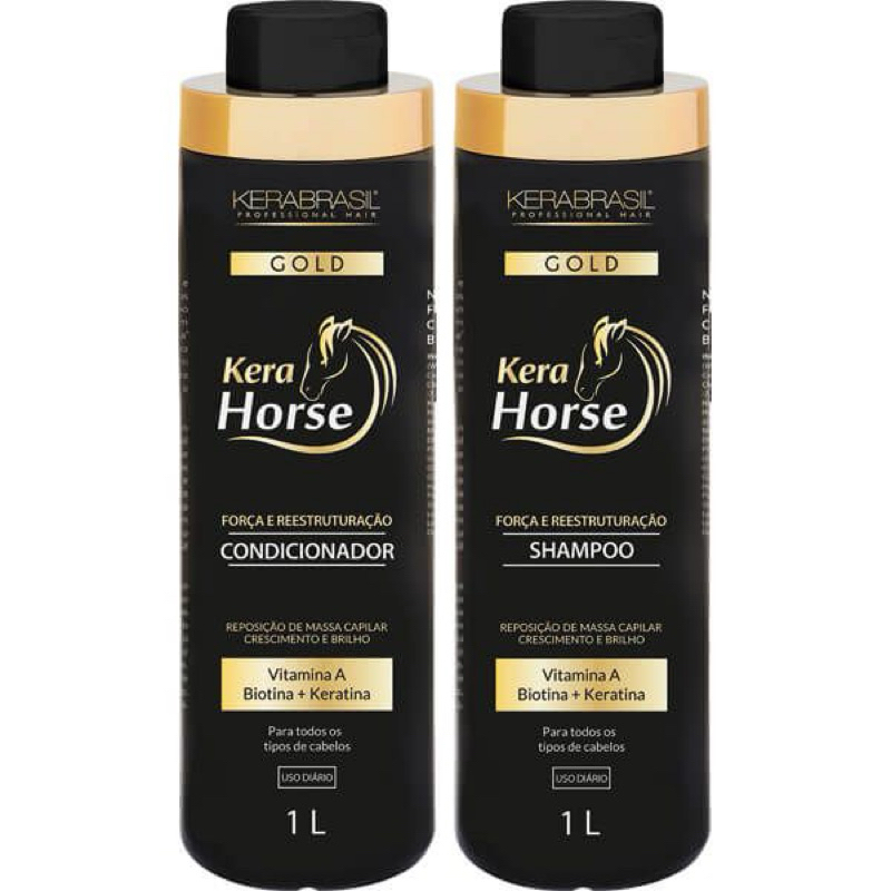 KERA BRASIL KIT SHAMPOO 1L + CONDICIONADOR 800ML KERA HORSE | Shopee Brasil