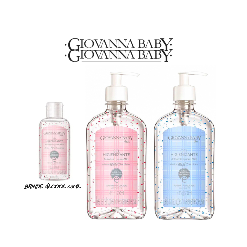 Kit C/ 02 Álcool em Gel Giovanna Baby Azul/Rosa 500ml - 1 Álcool De ...