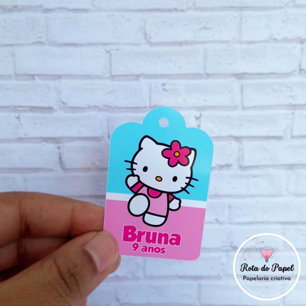 Aplique com furo Tag de Agradecimento HELLO KITTY personalizada para ...