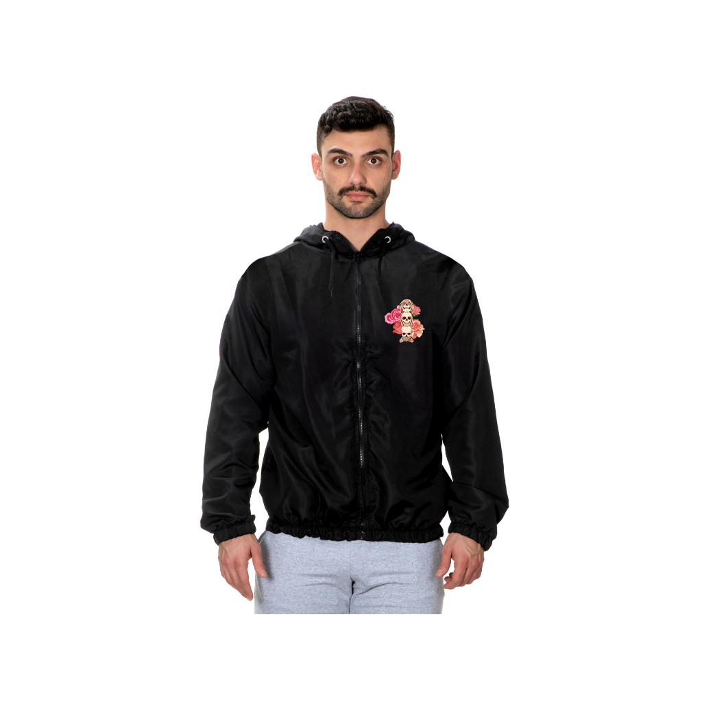 Corta Vento Jaqueta Masculina Caveira Em Rosas Moto Drip | Shopee Brasil