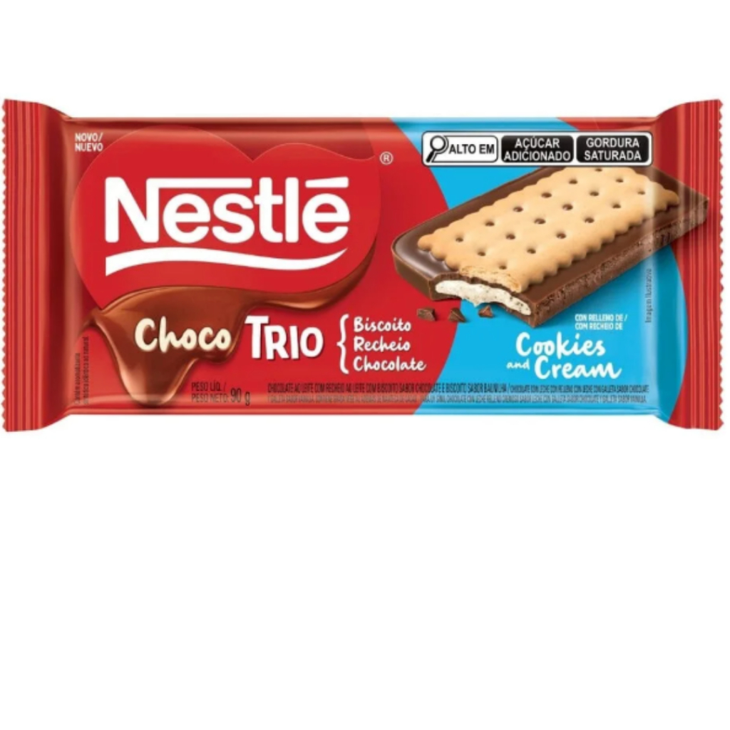 Nestlé Choco Trio 90g Chocolate ao Leite com Recheio e Biscoito ...