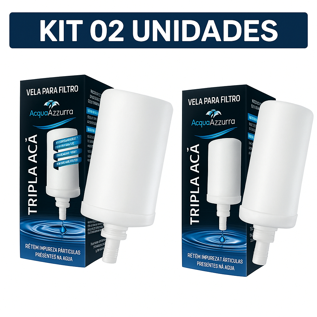 02 VELAS TRIPLA AÇÃO ALCALINA PRATA COLOIDAL PREMIUM ACQUA AZZURRA PARA ...