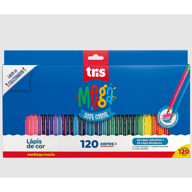 Lápis de Cor Mega Soft Color TRIS - 120 Cores (90 Lápis) | Shopee Brasil