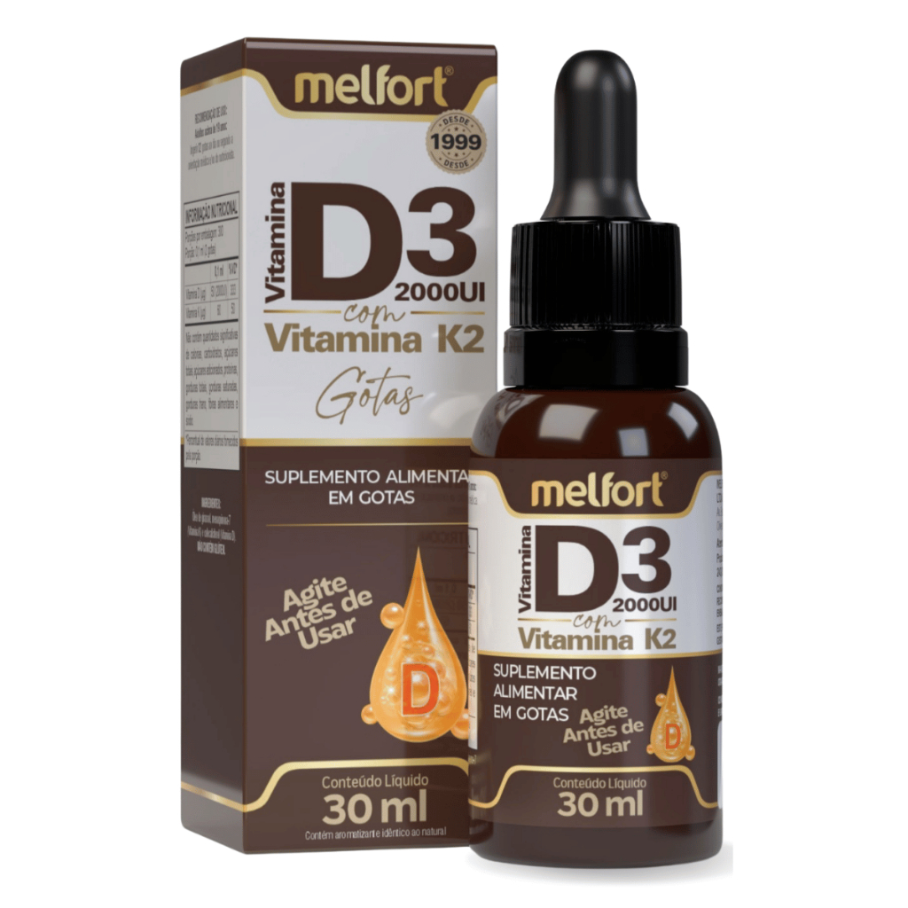 Vitamina D3 + K2 Melfort – Suplemento em Gotas 30ml – Saúde Óssea e ...