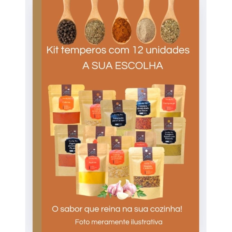 kit temperos 12 unidades a sua escolha. | Shopee Brasil