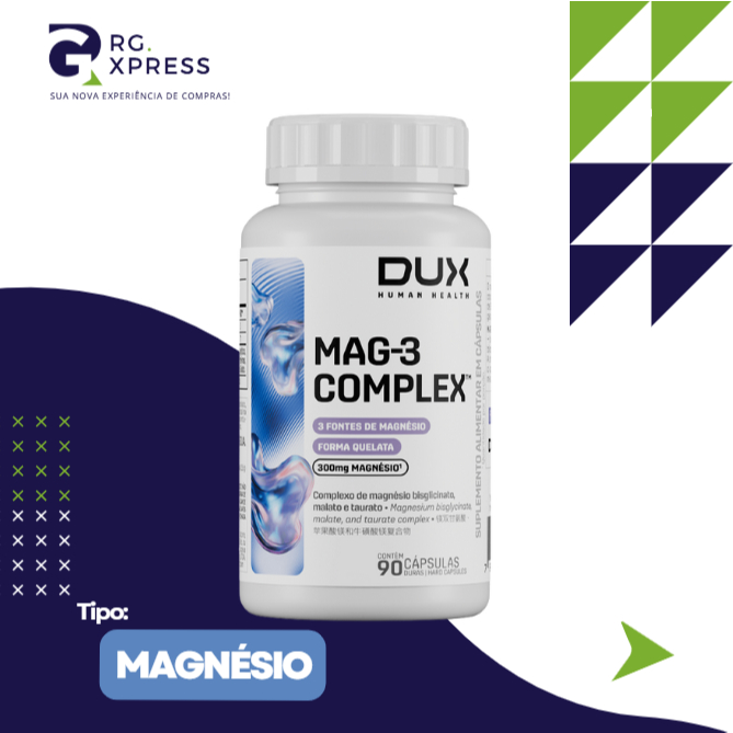 Magnésio DUX MAG-3 Complex – 90 Cápsulas | Forma Quelada | 300mg ...