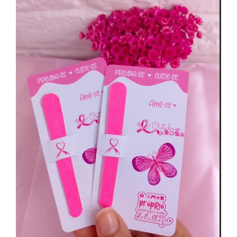 Mini Lixa de Unha Manicure + Card Personalizado - Outubro Rosa ...
