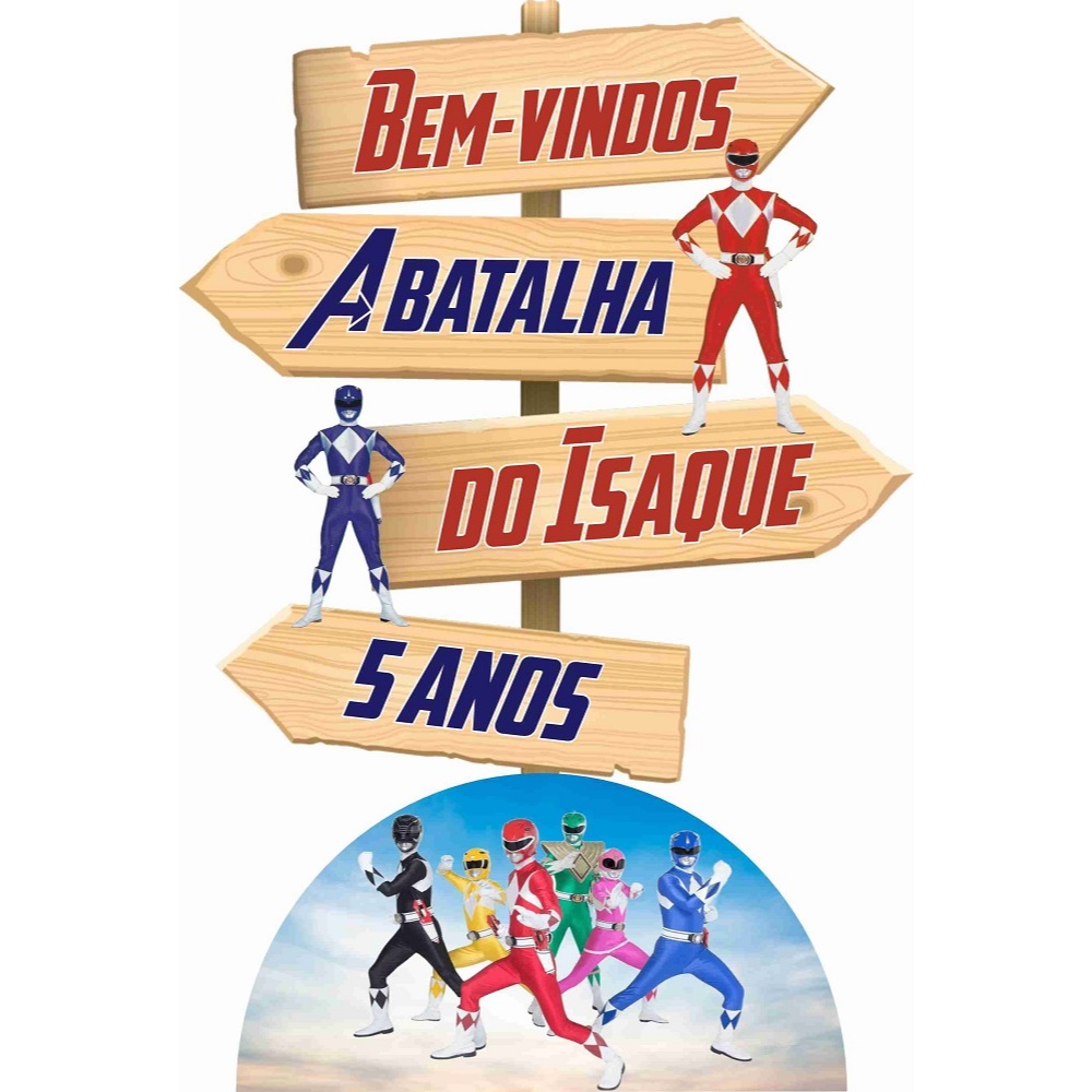 Display Power rangers em MDF placa direção festa e decoração | Shopee ...