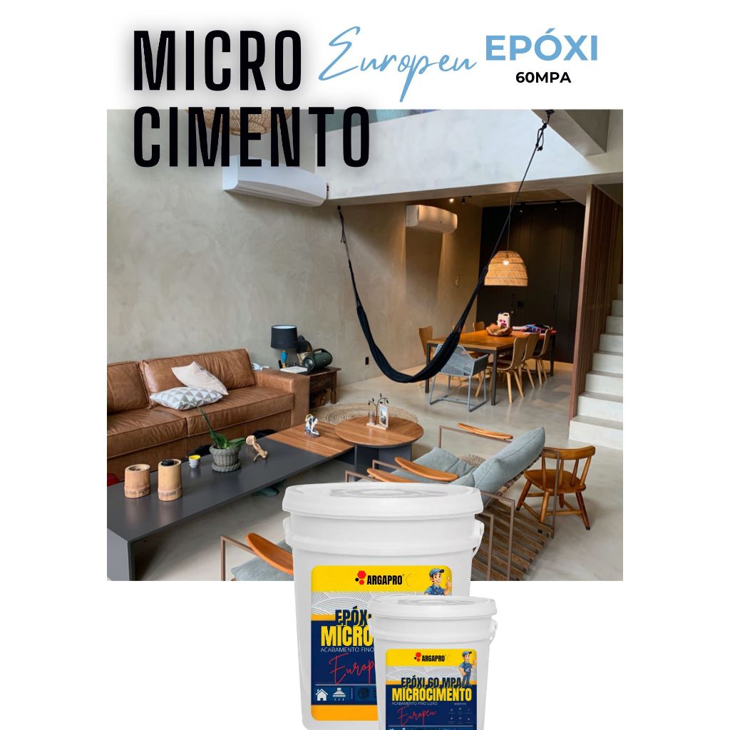 Microcimento europeu epoxi 60mpa parede e pisos acabamento liso 4kg ...