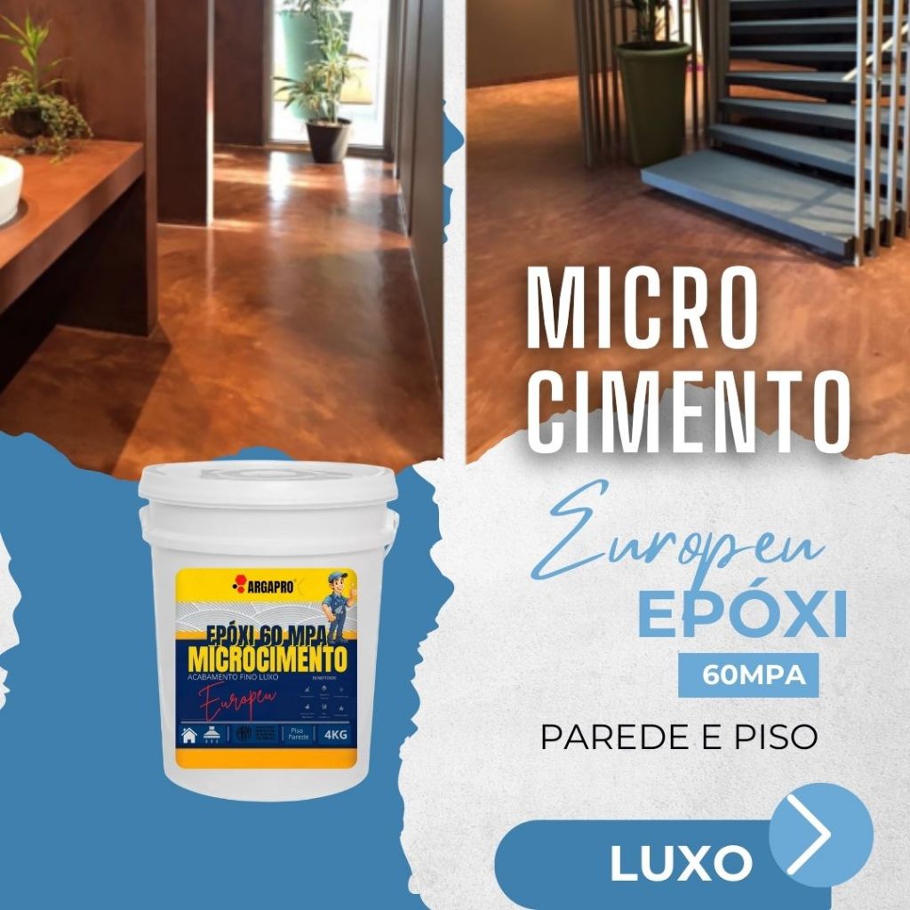 MICROCIMENTO europeu epoxi 60mpa parede e pisos acabamento liso 4kg ...