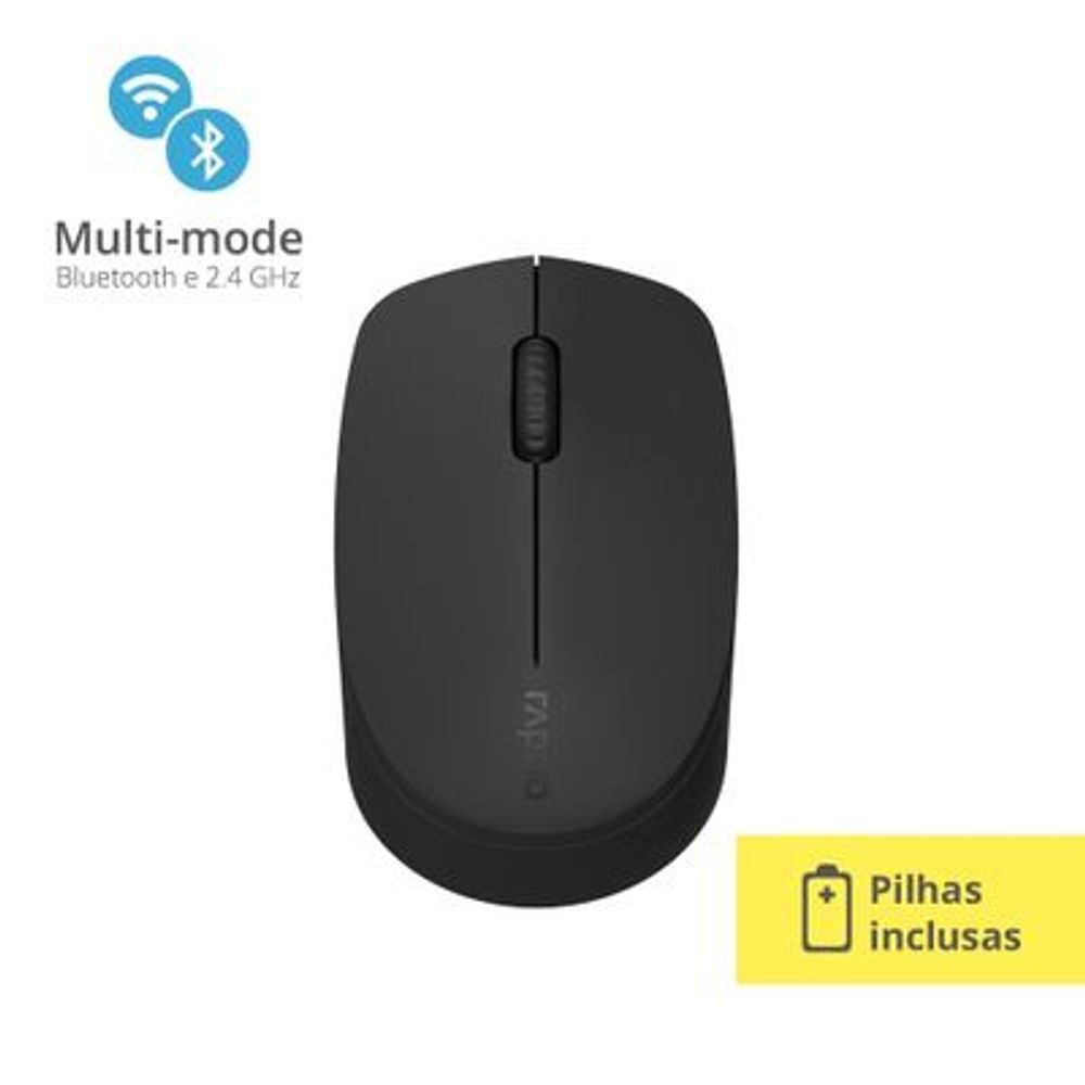 Mouse Sem Fio Rapoo M100 RA009 Preto 1000DPI - Bluetooth + 2.4Ghz ...