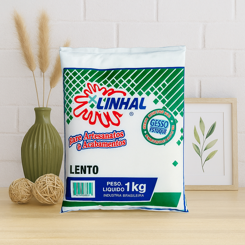 Kit 10 Gesso Lento Estuque Artesanato Linhal 1kg Cada | Shopee Brasil