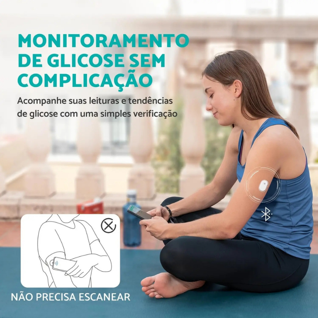 SIBIONICS GS1 Glicosimetro Sem Furar Dedo Continuo Sensor Medidor de ...