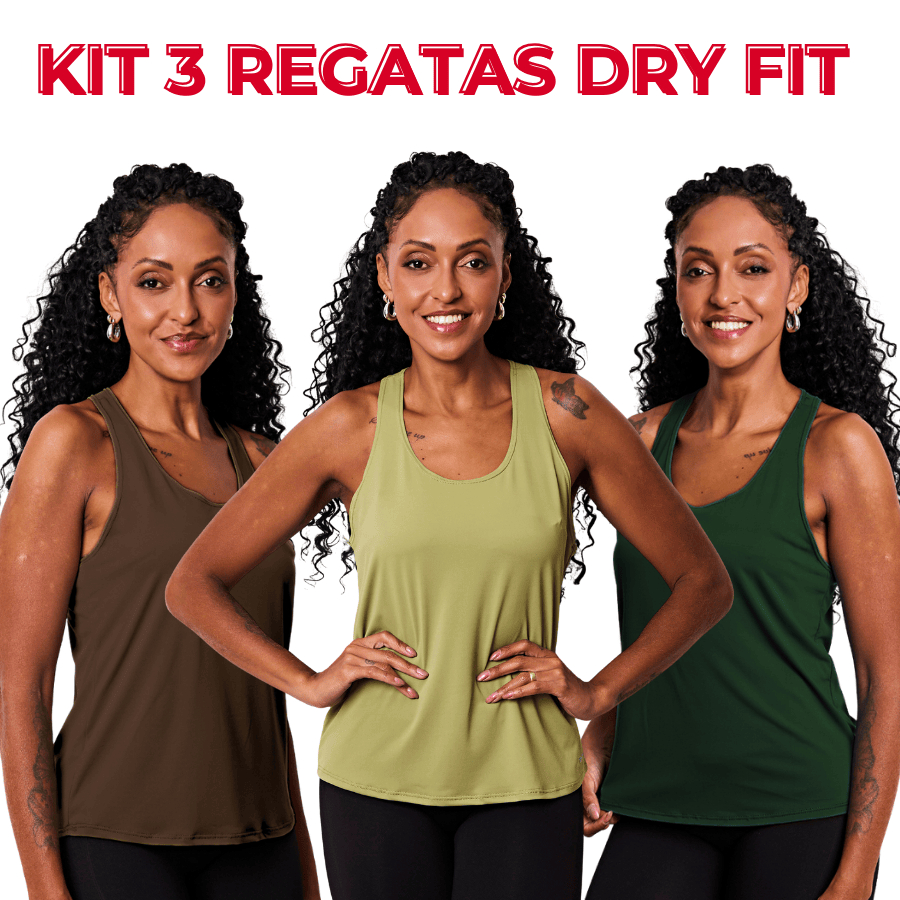 Kit 3 Regatas Femininas Dry Fit para Academia e Treino | Shopee Brasil