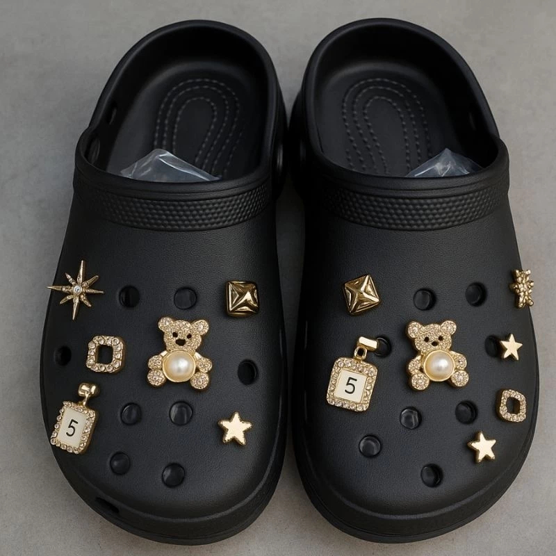 Chinelo Feminino botons Estilo Babuche Pingente de Metal Corfly Baixo ...