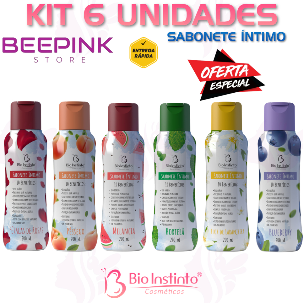 🌸 KIT 6 UNID – SABONETE ÍNTIMO 10 BENEFÍCIOS BIO INSTINTO | Shopee Brasil