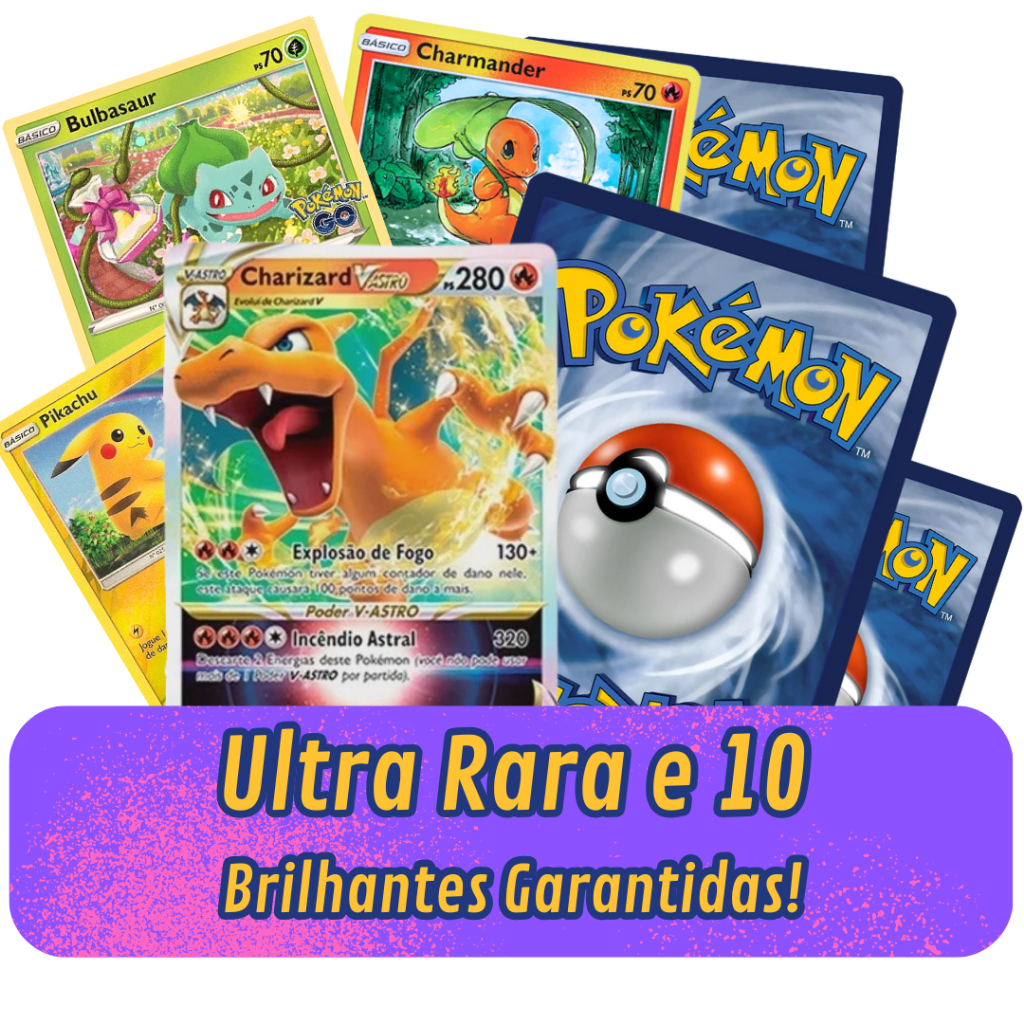Lote de Cartas Pokémon Originais com Ultra Rara e 10 BRILHANTES ...