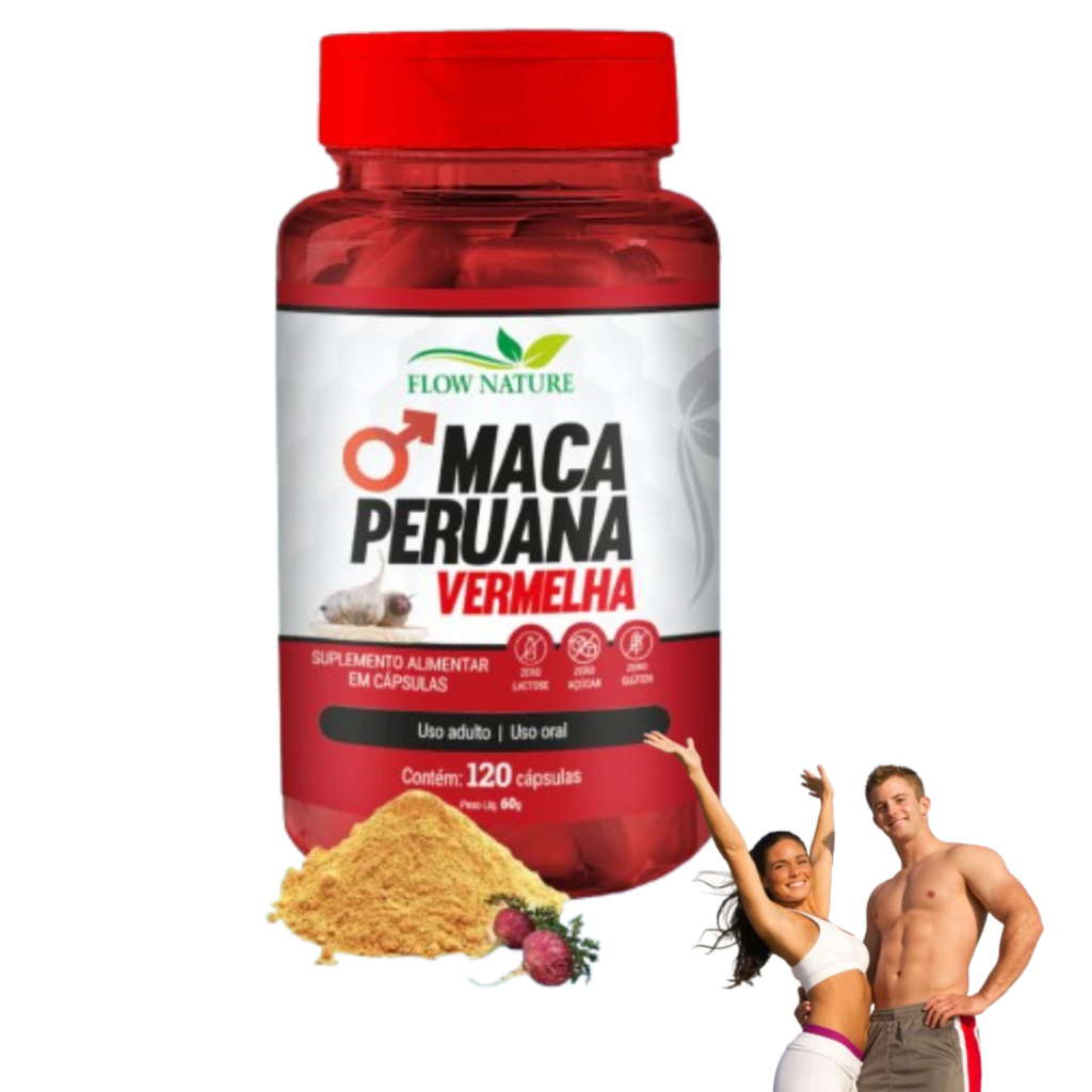 Maca Peruana Vermelha 100% Pura 120 Cápsulas de 500mg Flow Nature ...