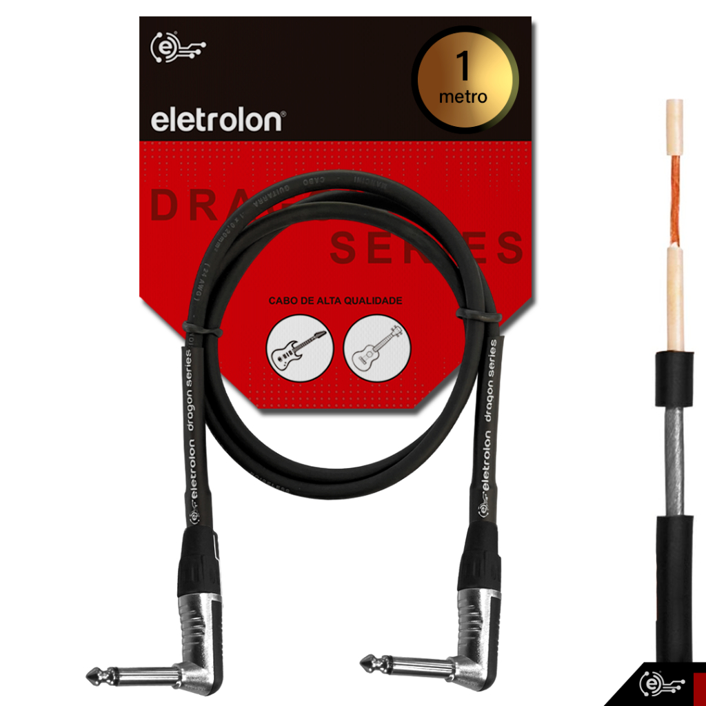 Kit 2 Cabos P10 90º Mono Para P10 90° Mono - 1 Metro Cada Eletrolon ...