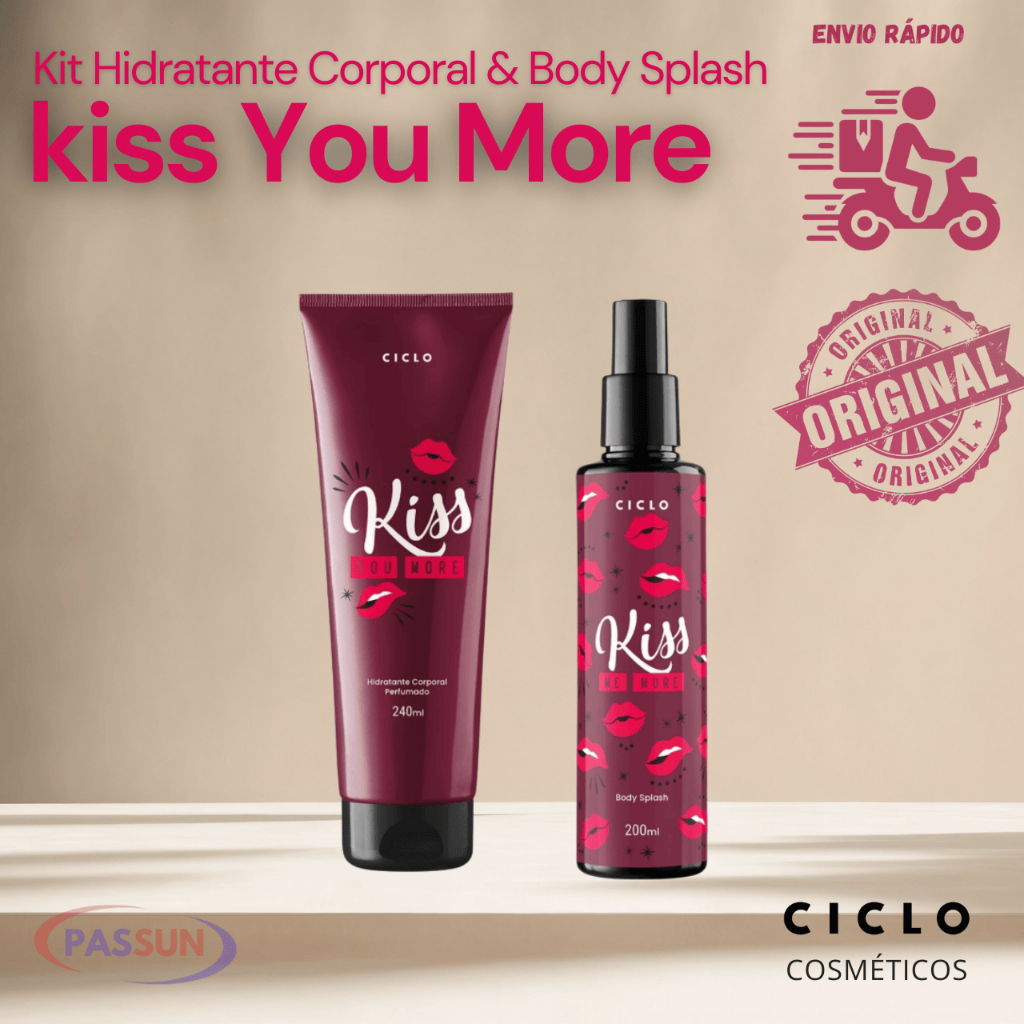 Kit Hidratante Corporal Kiss You More 240ml mais Body Splash Kiss You ...