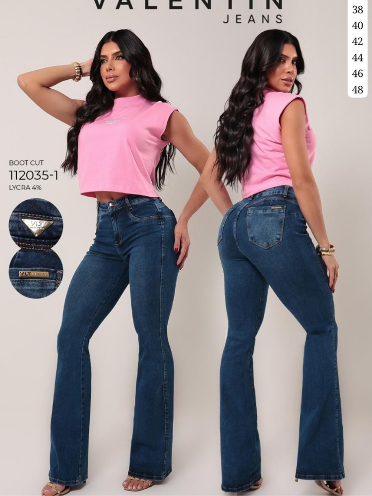 Calça Jeans Feminina Valentin Jeans Modelo Flare Com Elastano Cintura ...