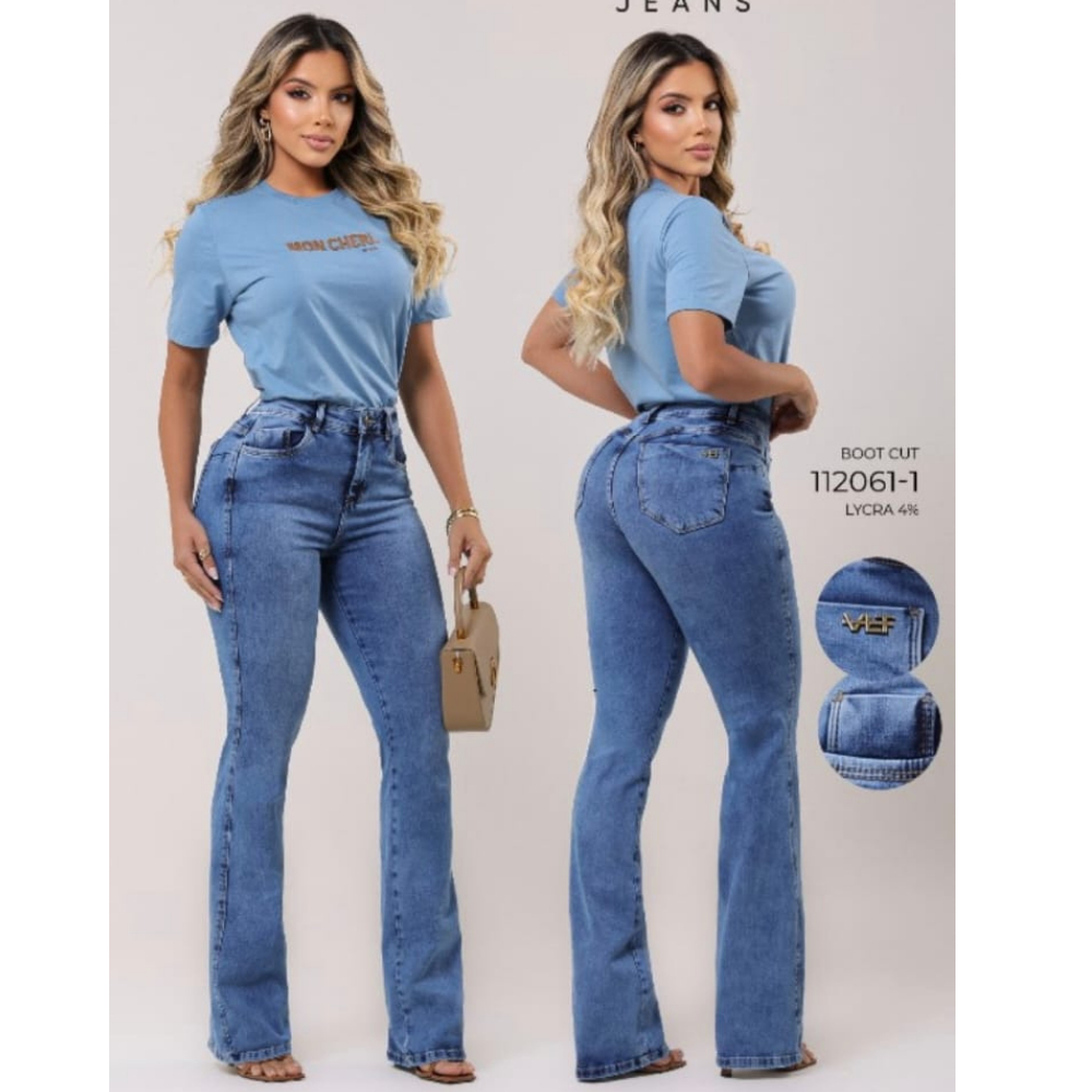 Calça Jeans Feminina Valentin Jeans Modelo Flare Com Elastano Cintura ...