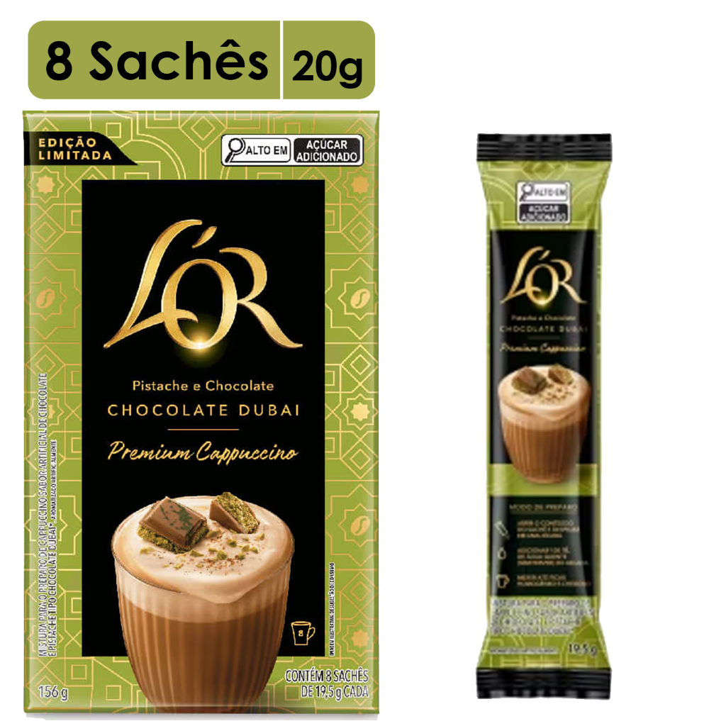 Caixa Cappuccino Pistache Limitado Sachê Stick C/ 08 Sachês - L’OR ...