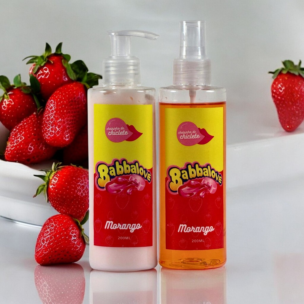 Kit Bubbaloo Morango Body Splash + Creme Corporal Feminino 200ml cada ...