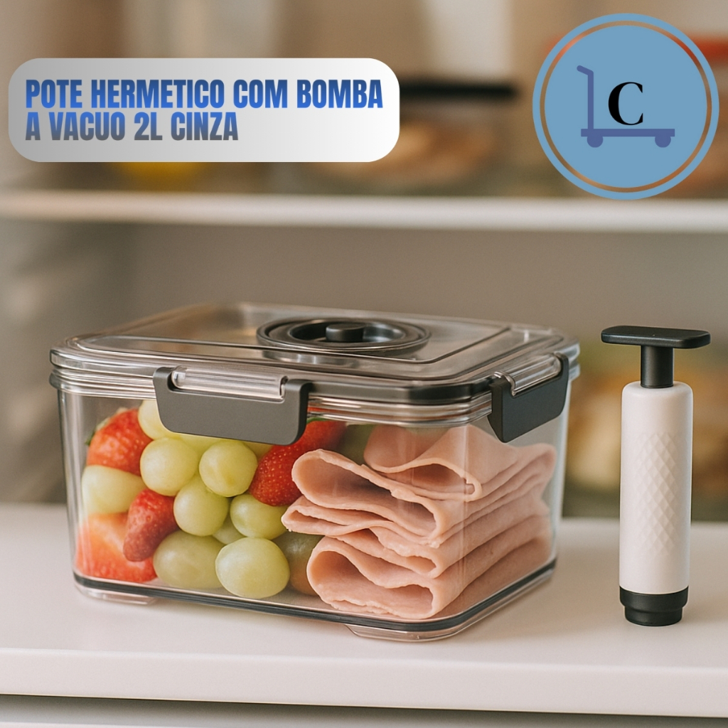 Pote Hermético 1,5L com Vedação a Vácuo e Bomba Manual Livre de BPA ...