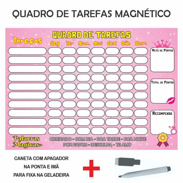 Quadro de Rotina Infantil com Imã Quadro de tarefas diárias Infantil ...