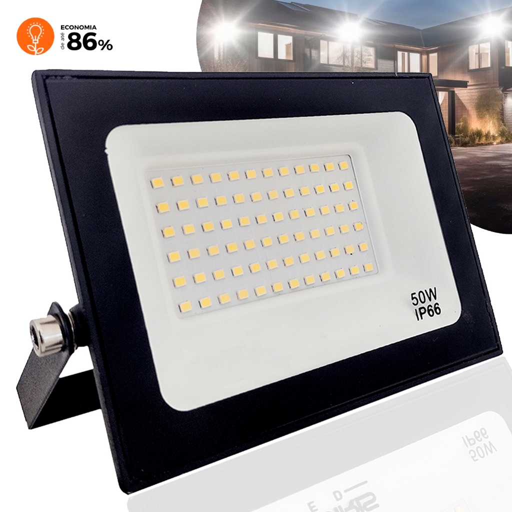 Refletor Holofote LED 50w Branco Frio 6000K~6500K IP67 Bivolt - A Prova Dagua | Shopee Brasil