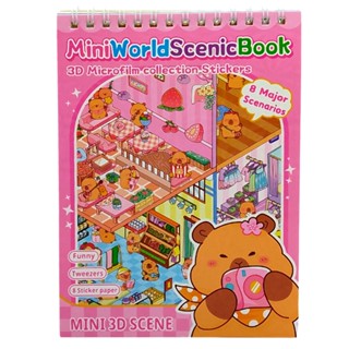 Livro com Cenários 3D Adesivos e Pinça Sticker DIY 8 Cenas Capivara ...