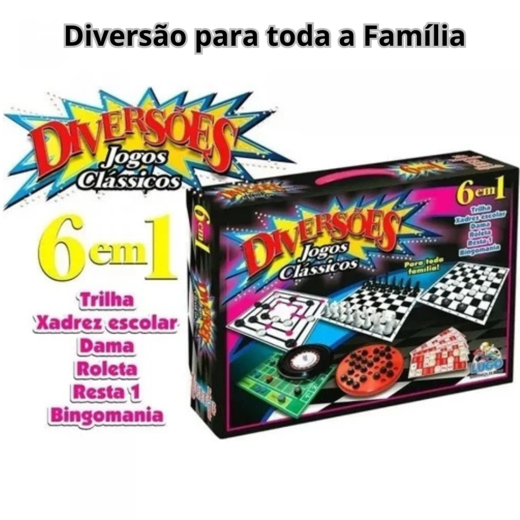 Jogos Clássicos de Tabuleiro 6 X 1 Trilha Xadrez Dama Roleta Resta 1 ...