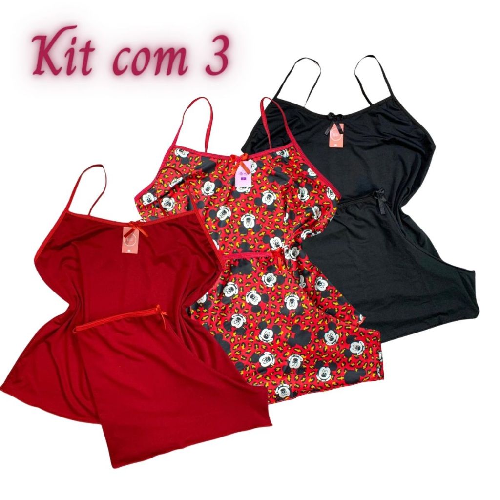 Kit 3 Short Doll Feminino Microfibra Adulto Sortidos Conforto | Shopee ...