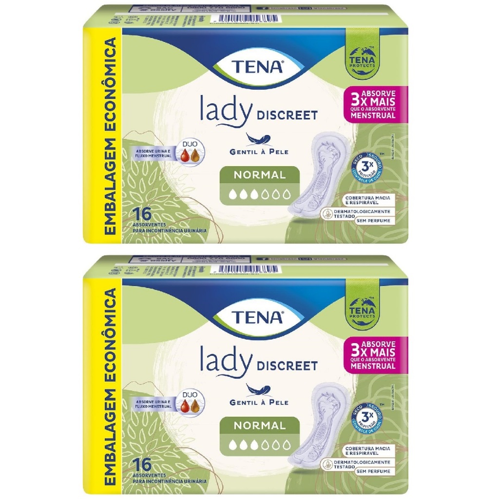 Kit 2 ptes AbsorventeTena Lady Discreet NORMAL Sem Abas para ...