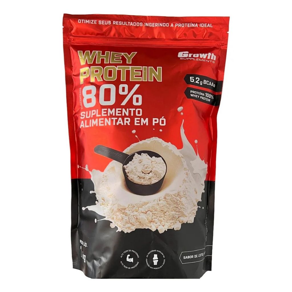 Whey Concentrado 80% Whey Protein - Growth Supplements Sabor Leite em ...