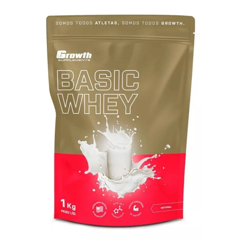 Basic Whey Suplemento Growth Supplements Sabor Natural De 1kg Pó | Shopee Brasil