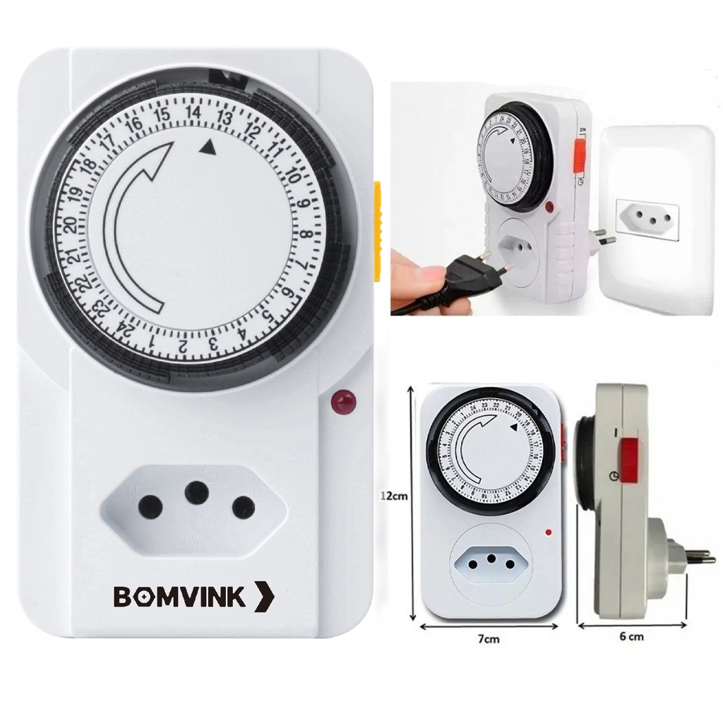 Temporizador Analógico Timer Manual Tomada Liga Desliga Energia 110v ...