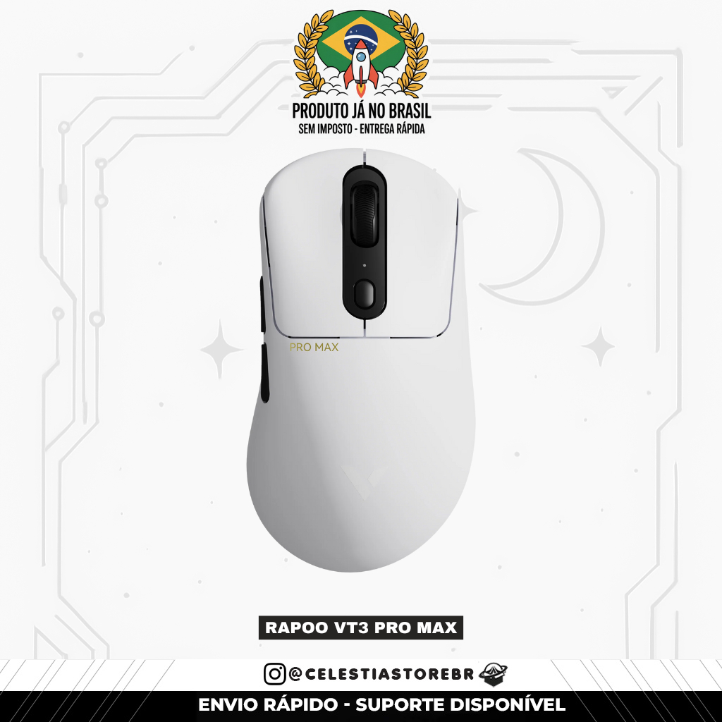 RAPOO VT3PROMAX MOUSE SEM FIO 59g LEVE 8KHZ SENSOR PAW 3950 ULTIMATE ...
